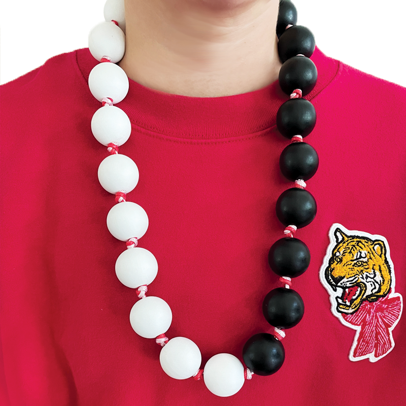 Big Bauble Beads Black White Jumbo Wood Bead Necklace WirrWarr Wraps